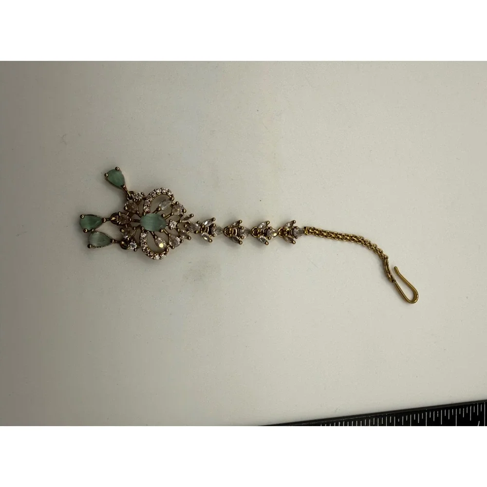 Accessories | Traditional Indian Maang Tikka Gold Tone Teal Blue Beads ...